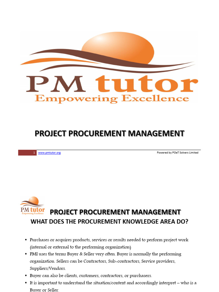 Project Procurement Management Guide | PDF | Procurement | Request For ...