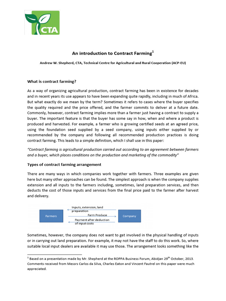 Contract-Farming-Introduction | PDF | Agriculture | Smallholding