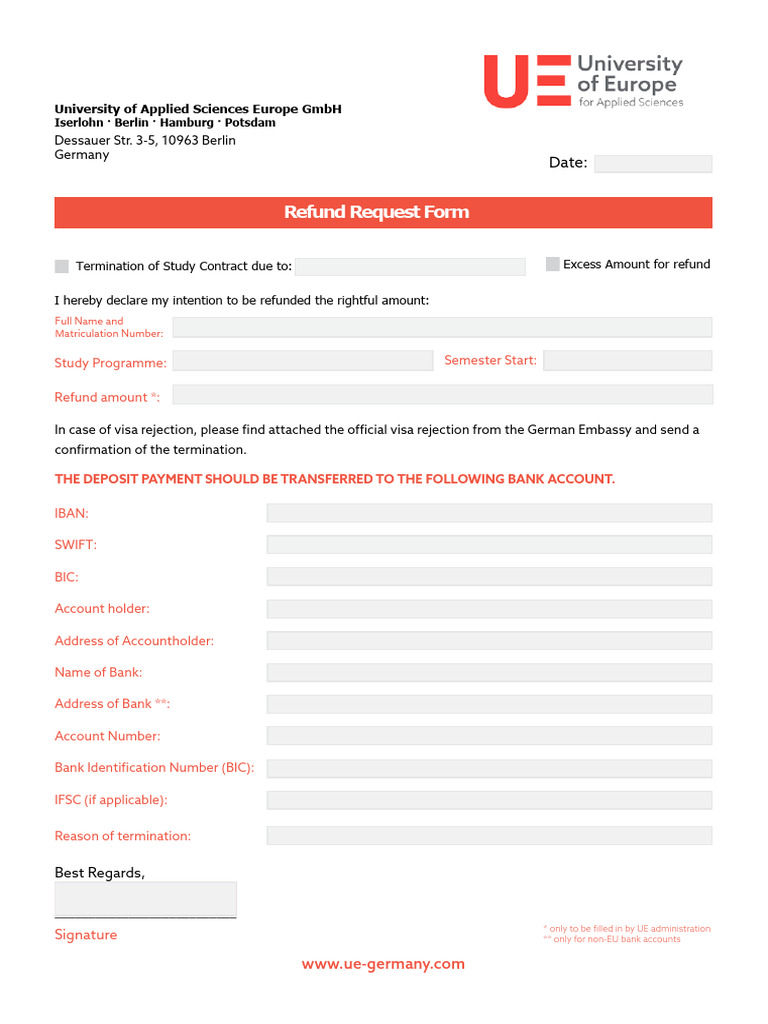 Refund Blank Form. | PDF