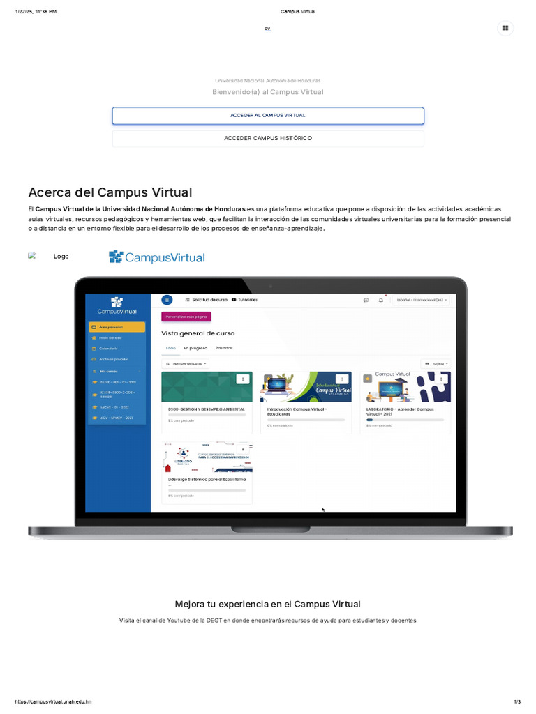 Acceso al Campus Virtual UNAH | PDF | Instalaciones | Teoría de la ...