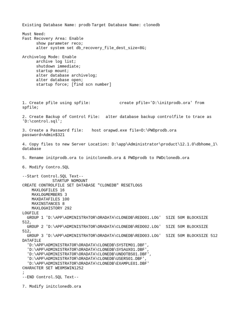 Clone DB | PDF | Databases | Backup