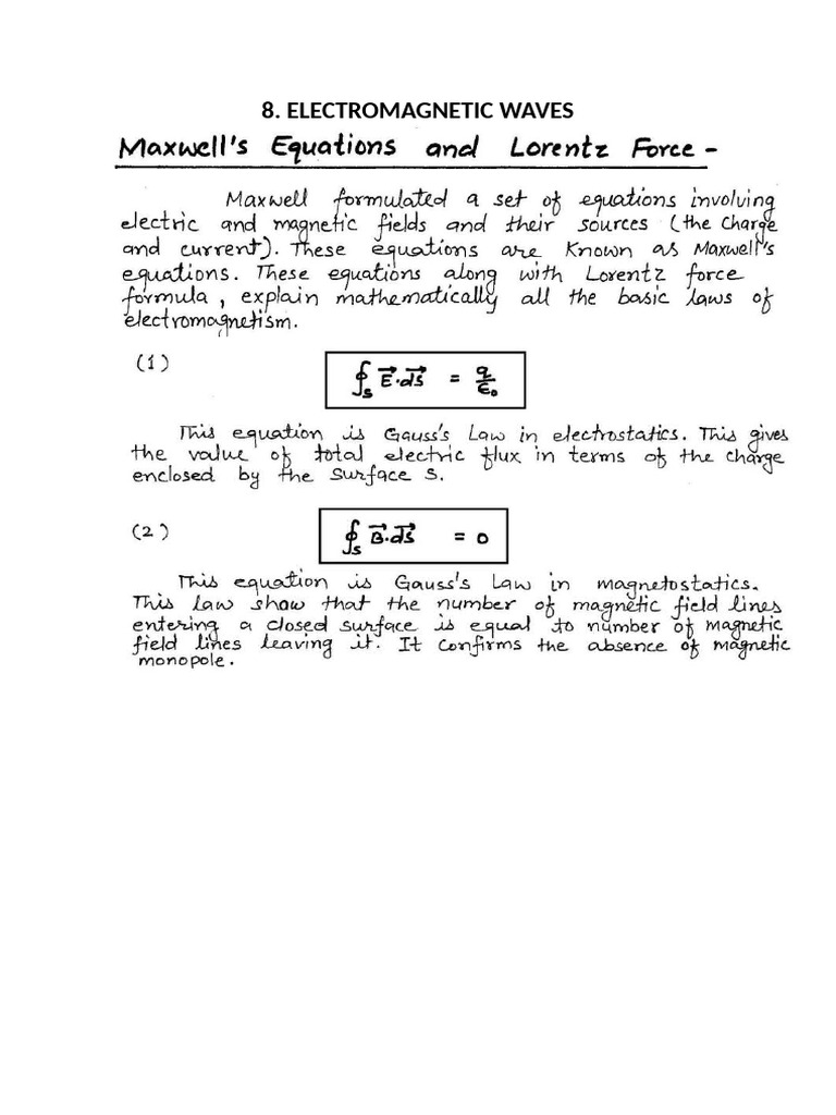 8. Electromagnetic Waves Notes | PDF