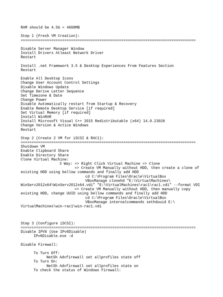 Oracle RAC Setup Guide on Windows VM | PDF | Software | Microsoft Windows