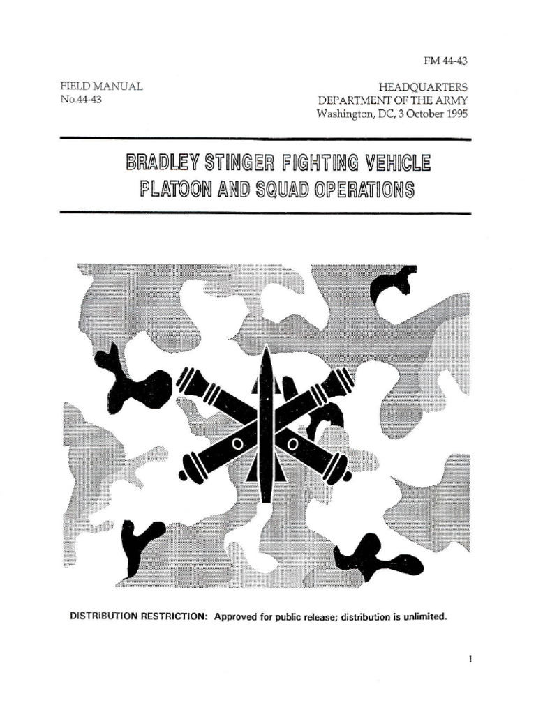 FM 44-43 BRADLEY STINGER FIGHTING VEHICLE PLATOON AND SQUAD OPERATIONS | PDF | Platoon | Battalion