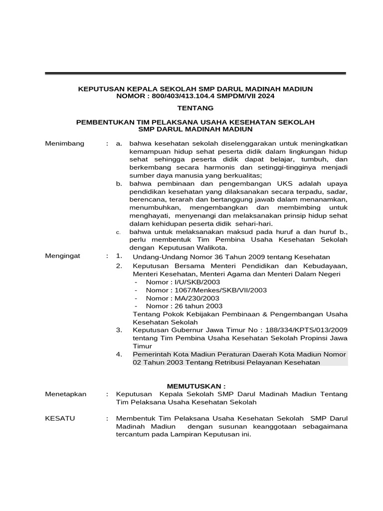 Tim UKS SMP Darul Madinah | PDF