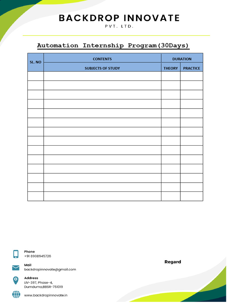 Automation Internship Program | PDF