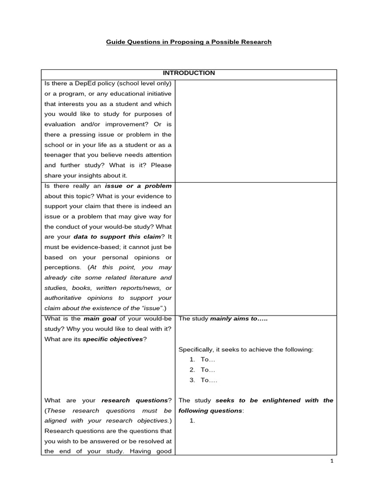 Guide For Research Proposal 1 | PDF | Quantitative Research ...