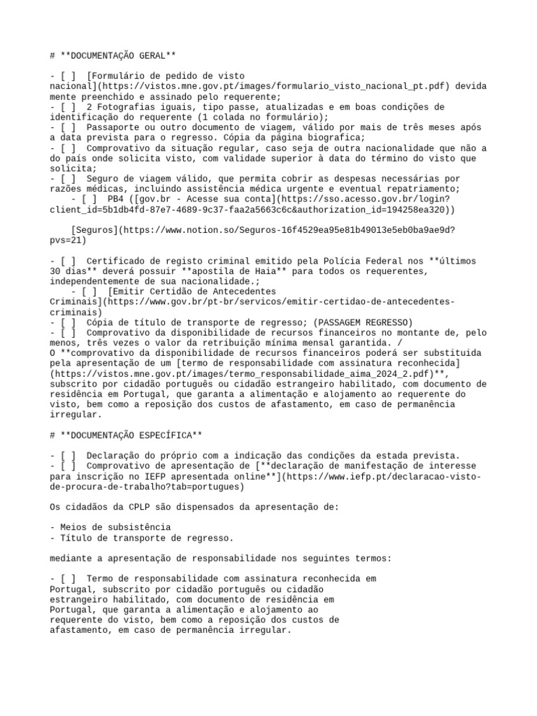 documentacao_geral | PDF | Visto para viagem