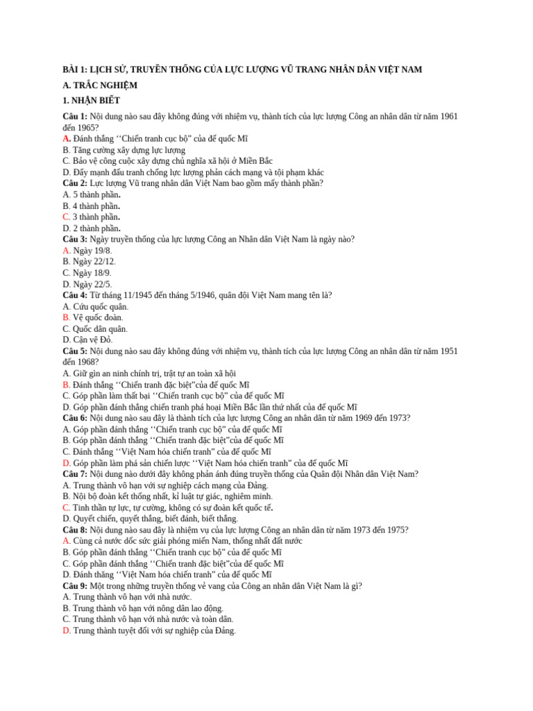 Bai 1 Lich Su Truyen Thong Cua Luc Luong Vu Trang Nhan Dan Viet Nam 1 | PDF