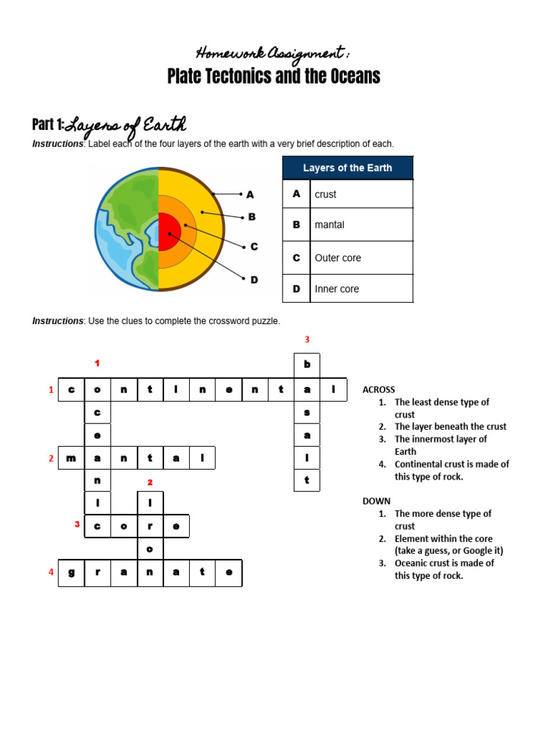 Plate Tectonic Assignment For Marine Science | PDF | Plate Tectonics ...