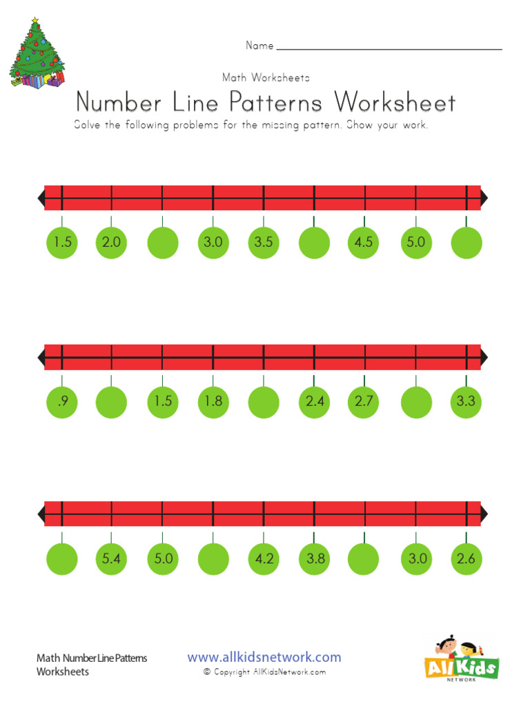 02 christmas-number-line-worksheet-decimals | PDF