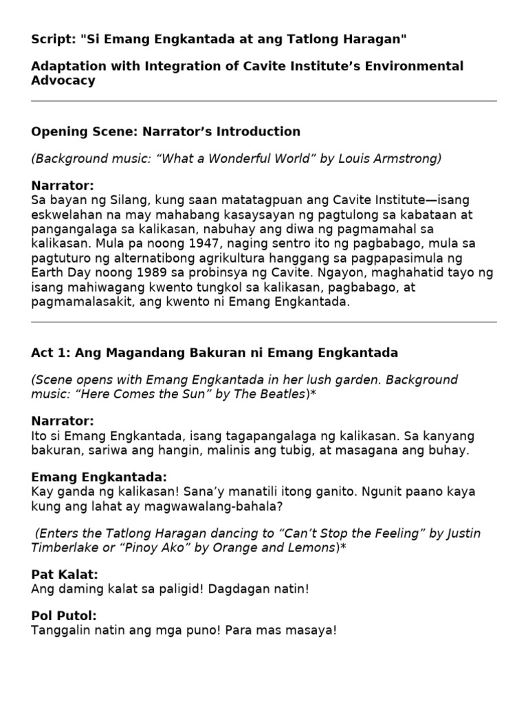 Script Si Emang Engkantada at Ang Tatlong Haragan | PDF
