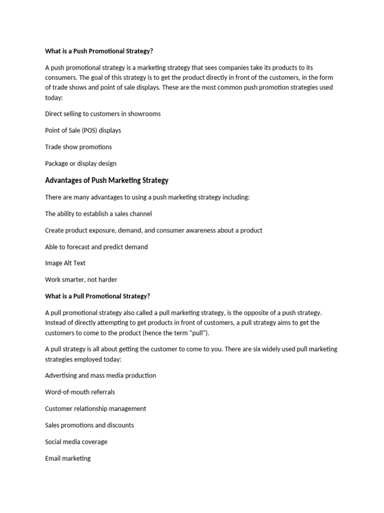 Push and Pull Promotion Strategy | PDF