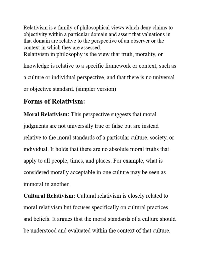 Relativism Pdf Relativism Truth