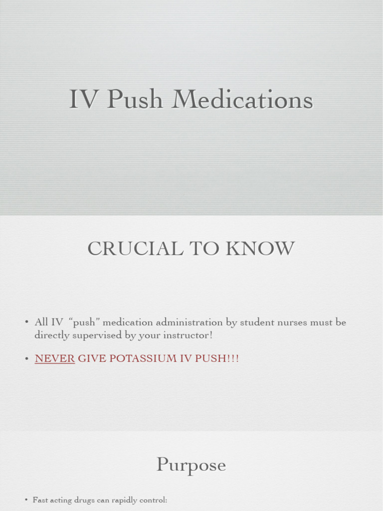 Potassium IV Push: Critical Warnings | PDF | Intravenous Therapy ...