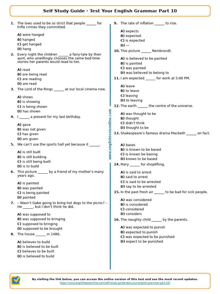 710 - Self Study Guide Test Your English Grammar Part 10 | PDF