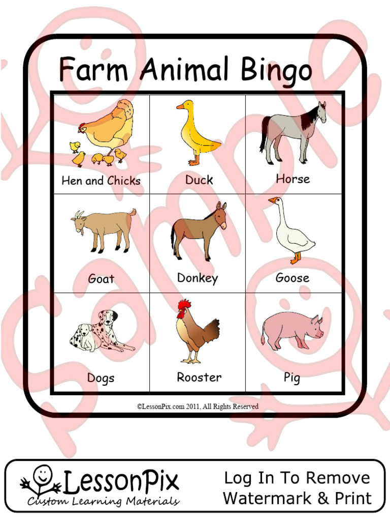 Farm Animal Bingo Cards | PDF