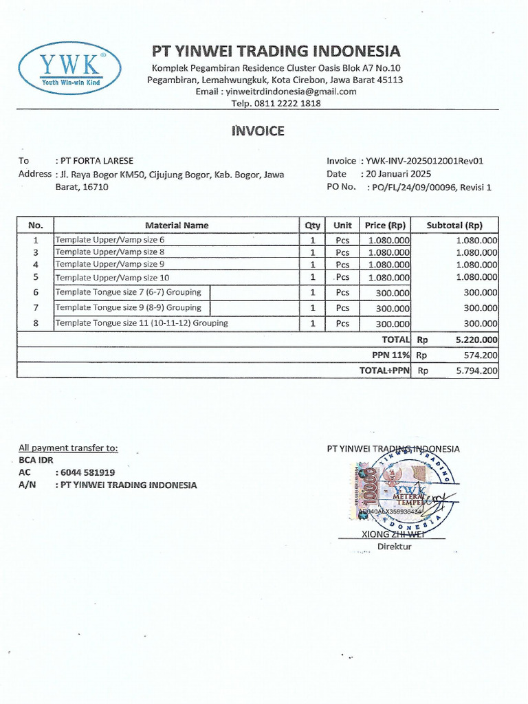 Invoice PT Forta Larese Revisi 01 | PDF
