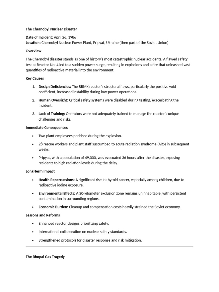Chernobyl Nuclear Disaster Overview | PDF | Chernobyl Disaster | Nuclear And Radiation Accidents ...