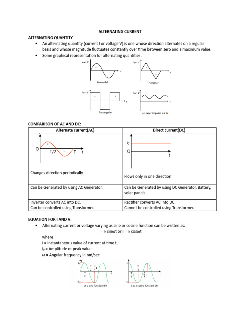 Alternating Current Class 12th | PDF | Inductor | Transformer