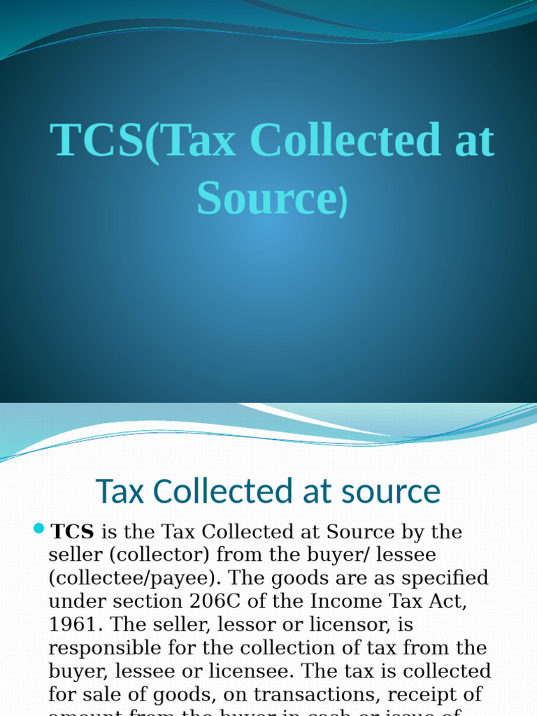TCS (Tax Collected at Source) | PDF