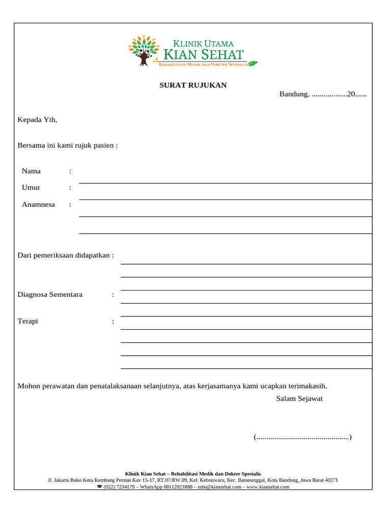 Form Surat Rujukan Eksternal | PDF