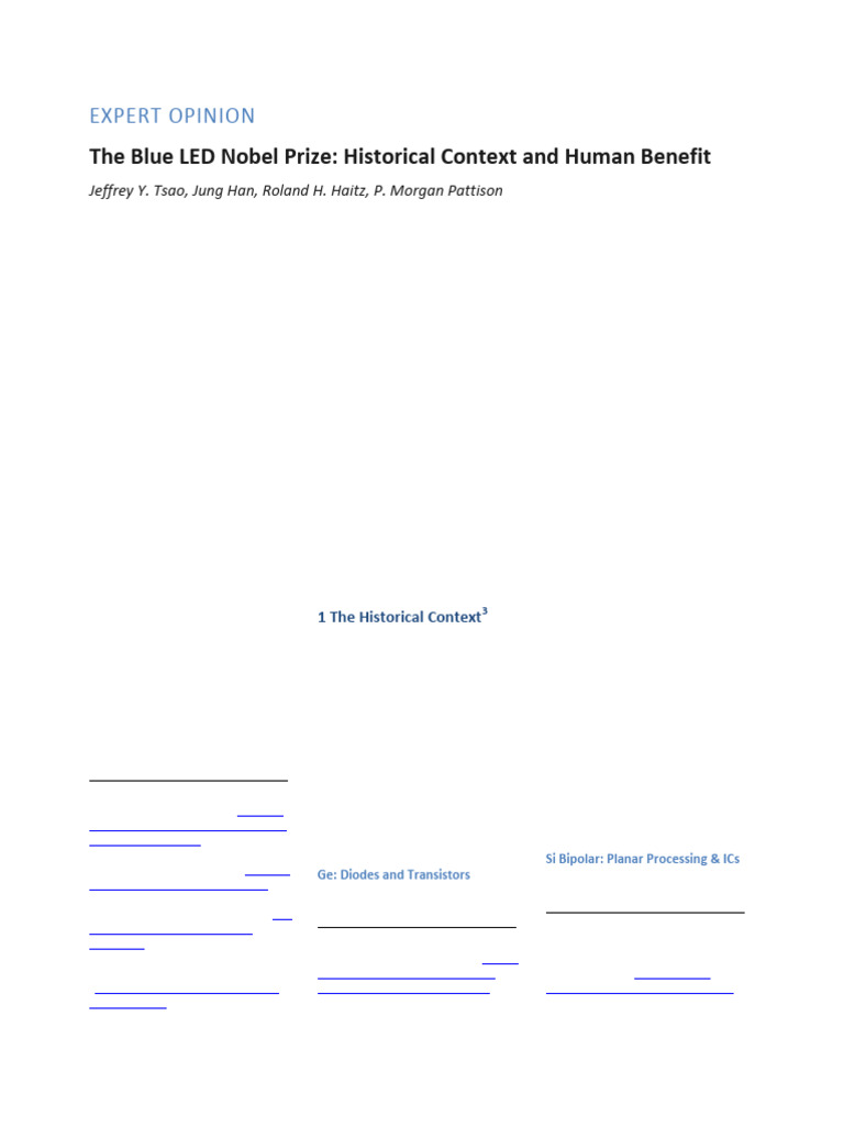 The Blue LED Nobel Prize: Historical Context and Human Benefit | PDF ...
