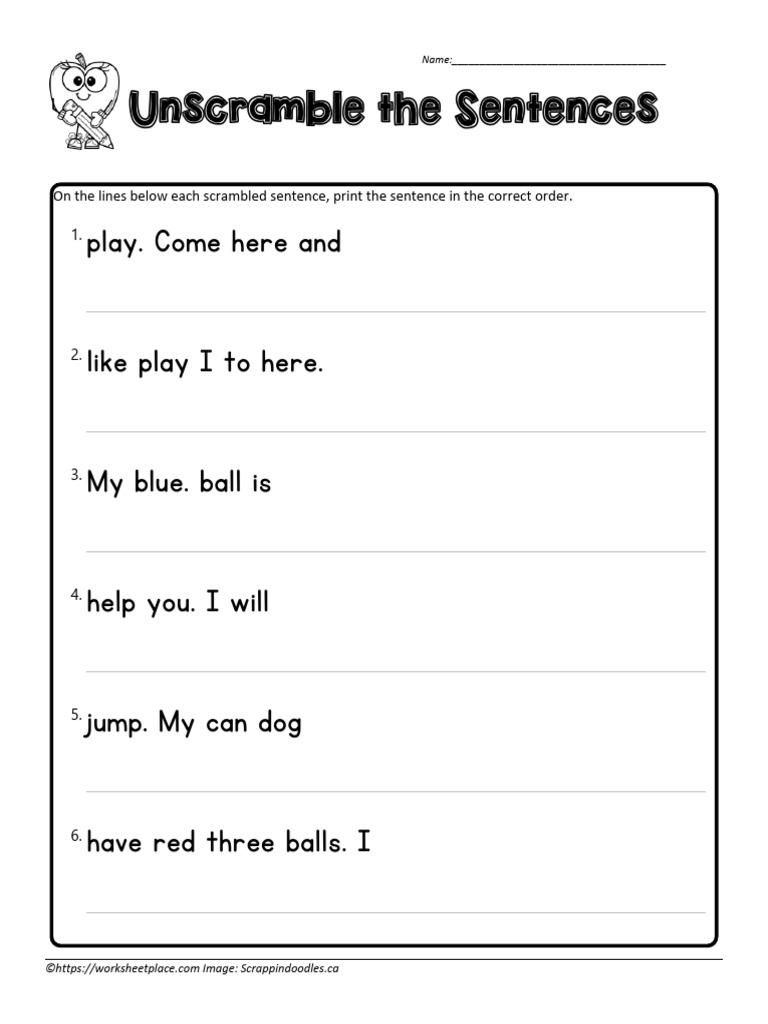Pre Primer Scrambled Sentences 3 | PDF