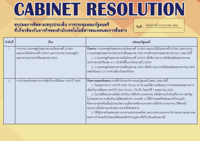 Cabinet Resolution Jan 10 2023 | PDF