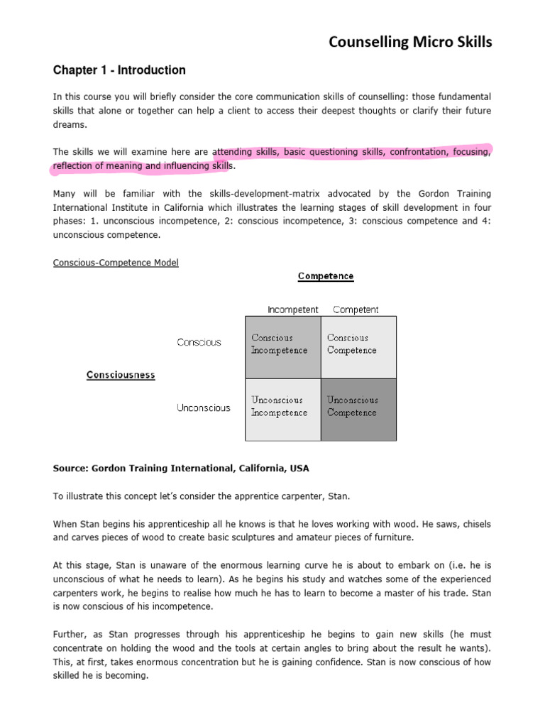 Essential Counselling Micro Skills Guide | PDF | Nonverbal ...