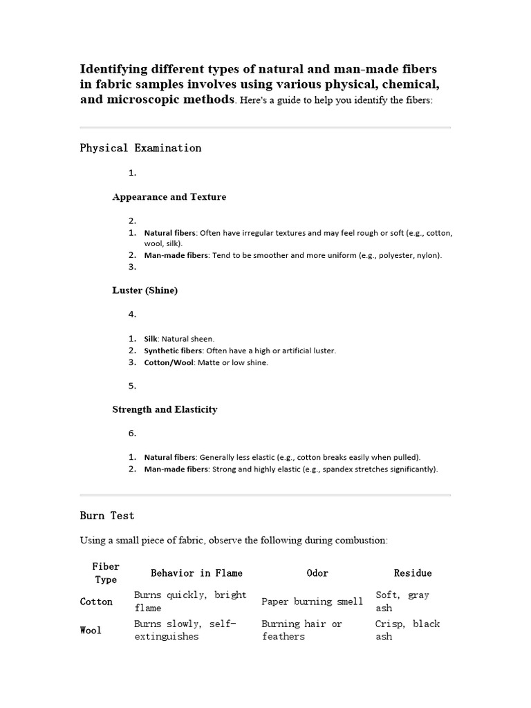 Identifying Different Types of Natural and Man | PDF | Textiles | Rayon