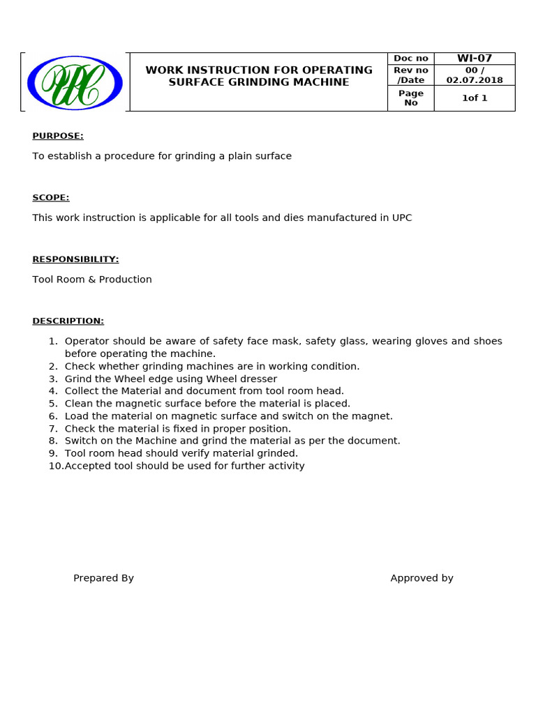 Surface Grinder Operation Guide | PDF