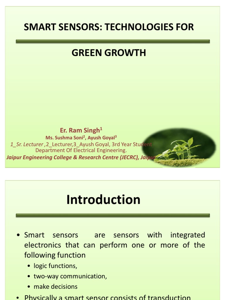 Smart Sensors Overview and Applications | PDF | Technology & Engineering