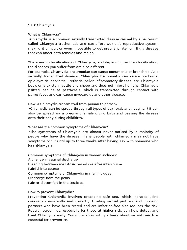 CHLAMYDIA | PDF | Sexually Transmitted Infection | Causes Of Death