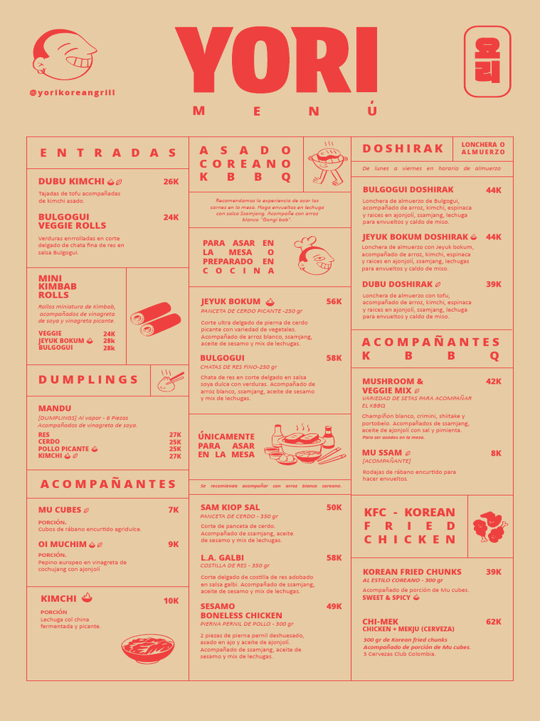 Menu YORI | PDF | Cocina coreana | Decapado