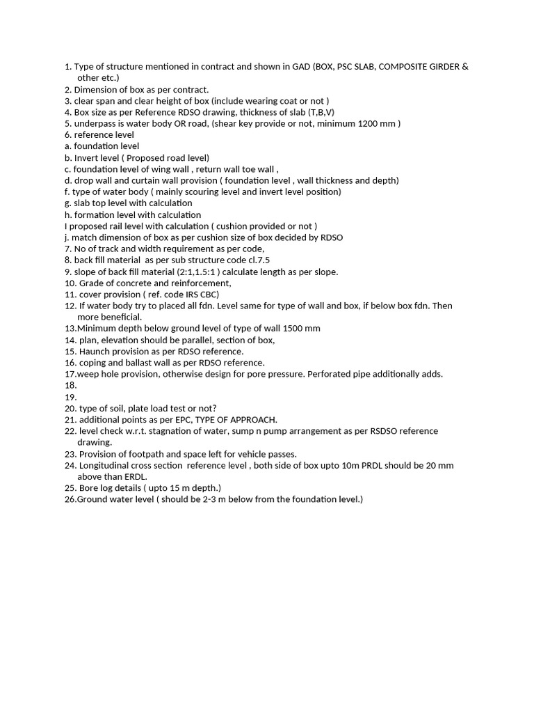 Checklist of RCC BOX | PDF
