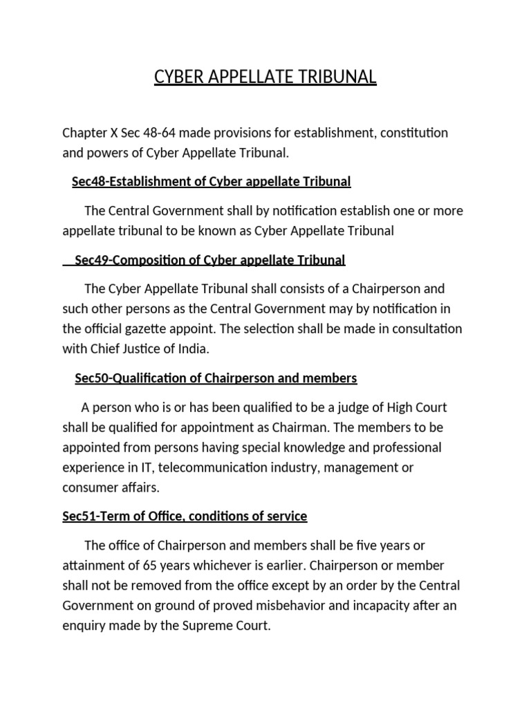Cyber Appellate Tribunal Appeal Limits | PDF | Tribunal | Appellate Court