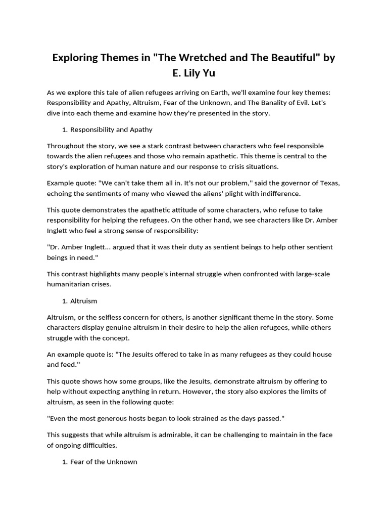 Themes in "The Wretched and The Beautiful" | PDF | Social Psychology ...