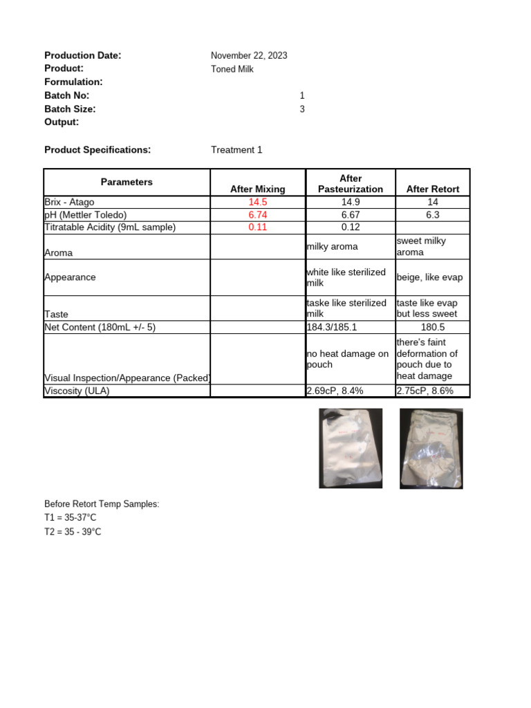 Sterilized Milk Testing - BTR T1 | PDF
