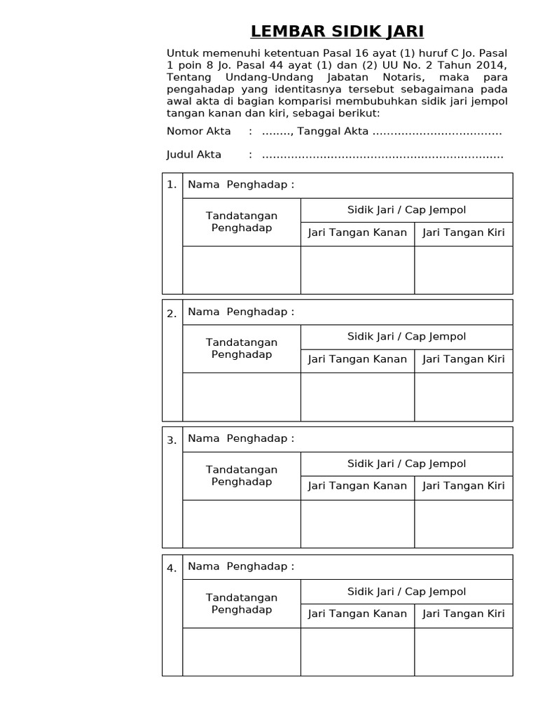 Lembar Sidik Jari Notaris | PDF