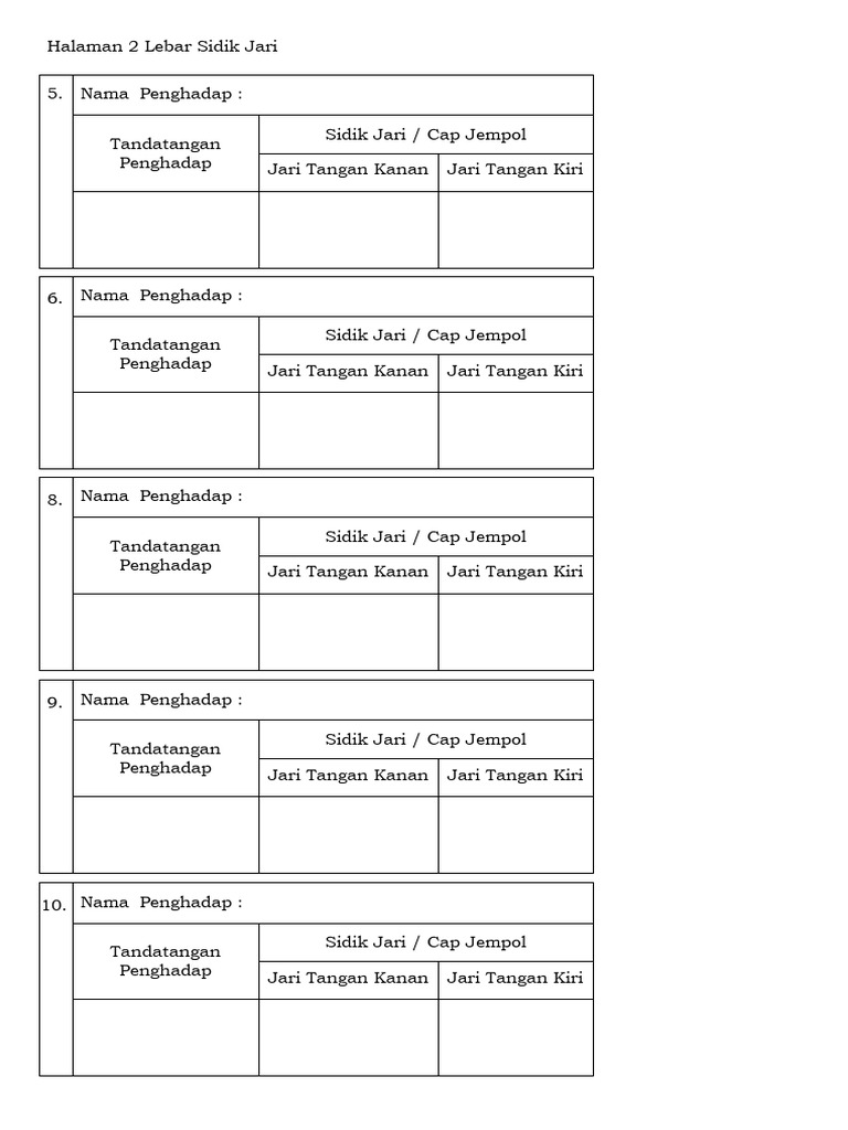 Blangko Sidik Jari 2025 Hal 2 | PDF