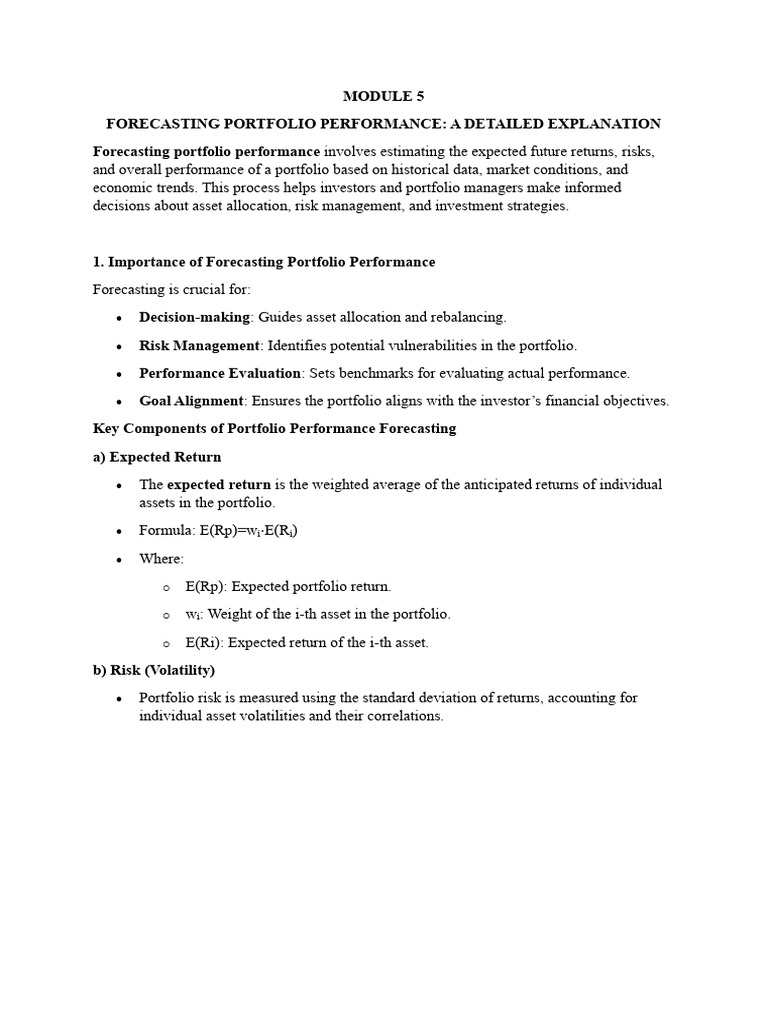 MODULE 5 (1) | PDF | Capital Asset Pricing Model | Sharpe Ratio