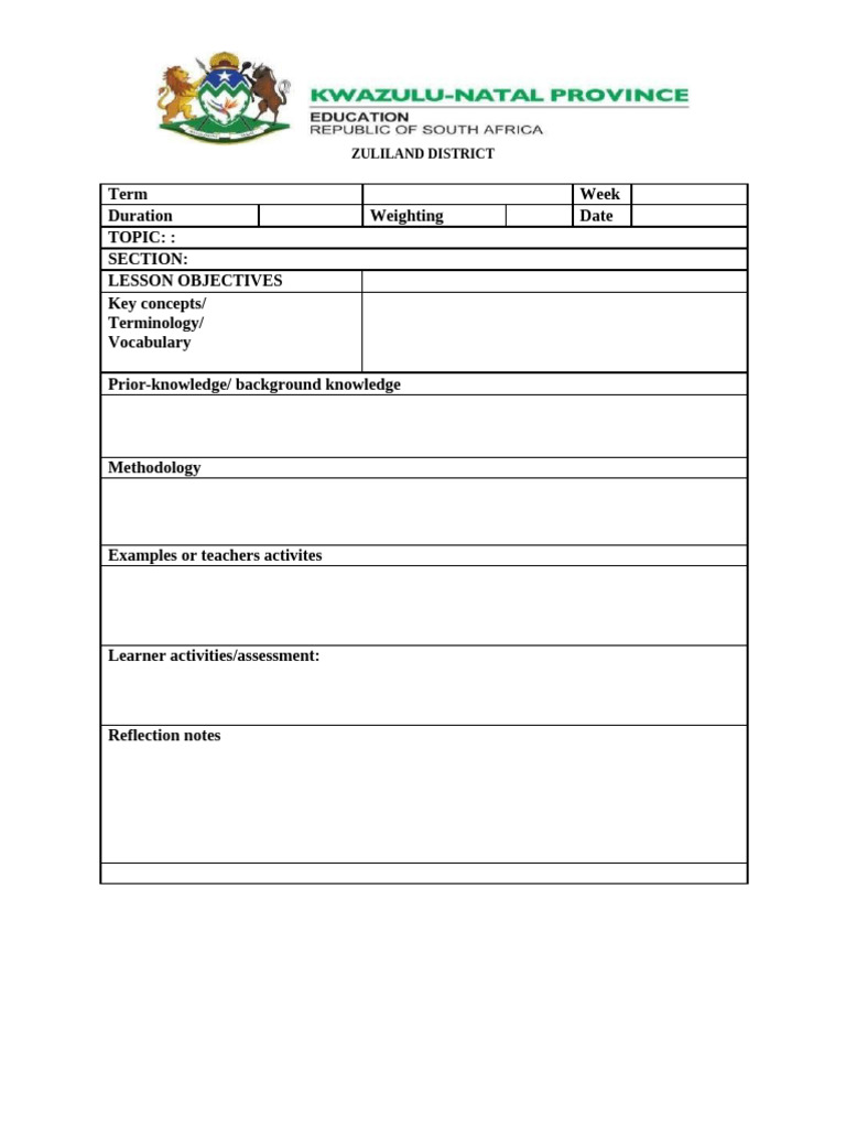 ML Lesson Plan Template 2024 | PDF