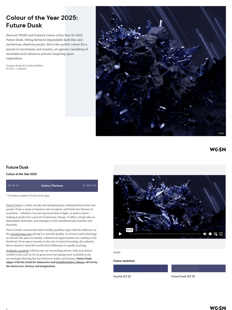 Future Dusk: 2025 Color of the Year | PDF | Hue | Color