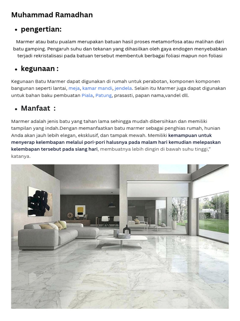 Marmer atau batu pualam merupakan batuan hasil proses metamorfosa atau mali_20240531_101345_0000 ...