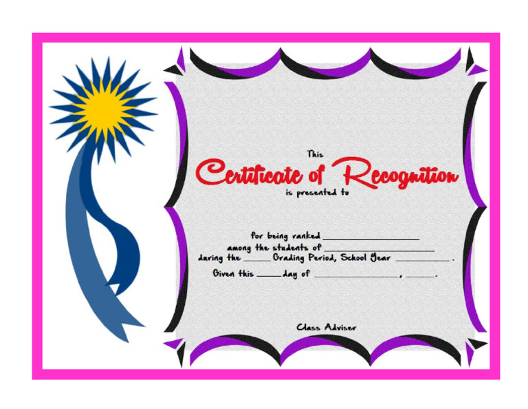 template CERT OF RECOGNITION | PDF