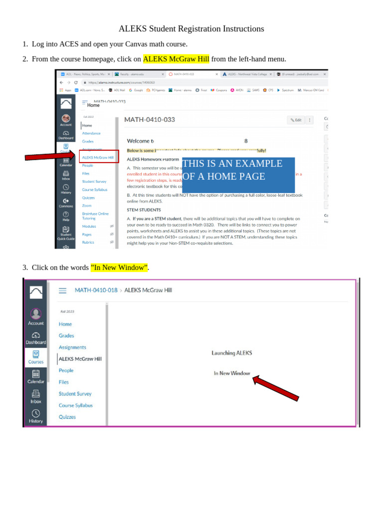 Student Registration Steps To Enroll in Aleks (1) - 3 2 | PDF | Computing | Software