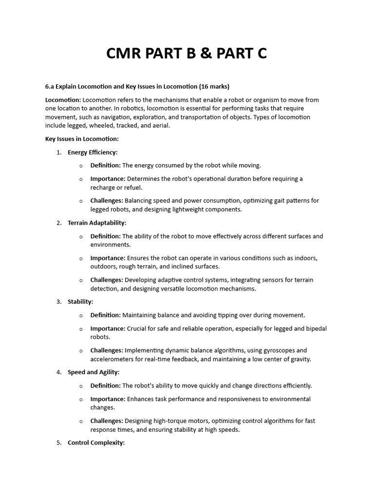 CMR PART B & PART C | PDF | Robotics | Robot