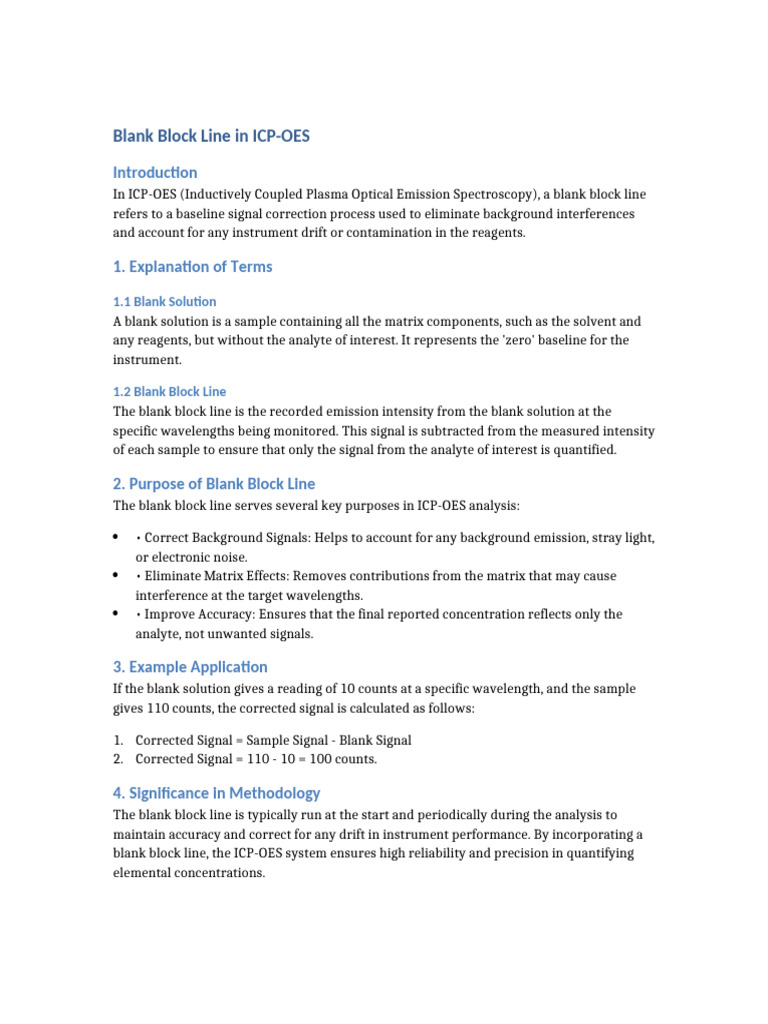 Blank Block Line in ICP OES | PDF