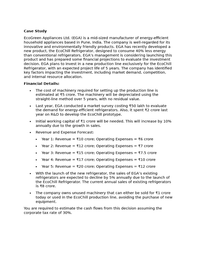 Case Study Capital Budgeting | PDF